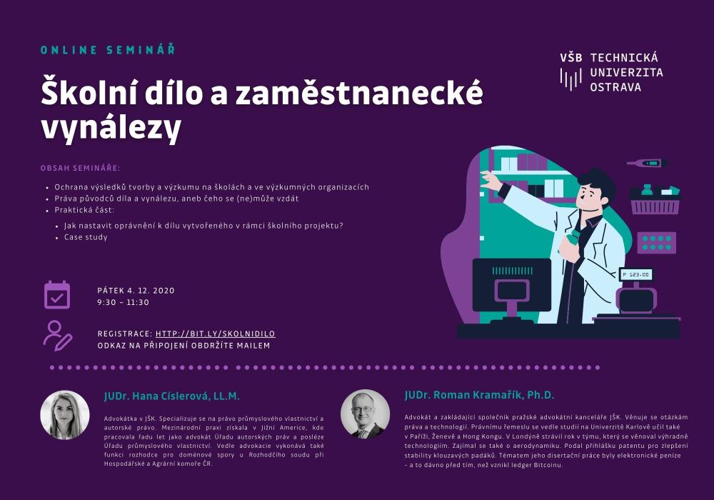 online seminář: Školní dílo a zaměstnanecké vynálezy - VŠB-TUO