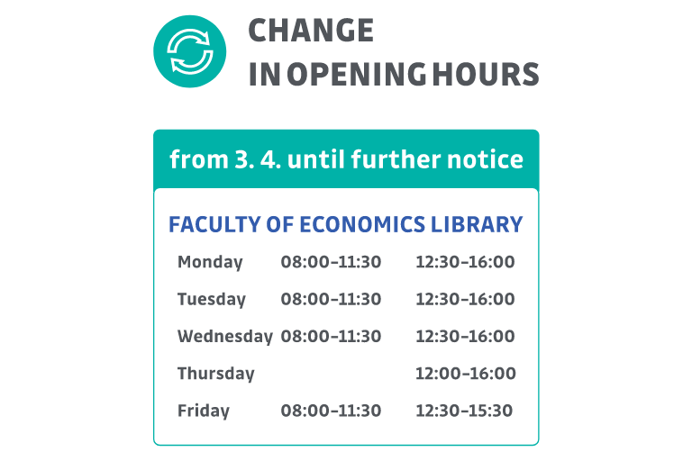 Change in opening hours of the Faculty of Economics Library - VSB-TUO