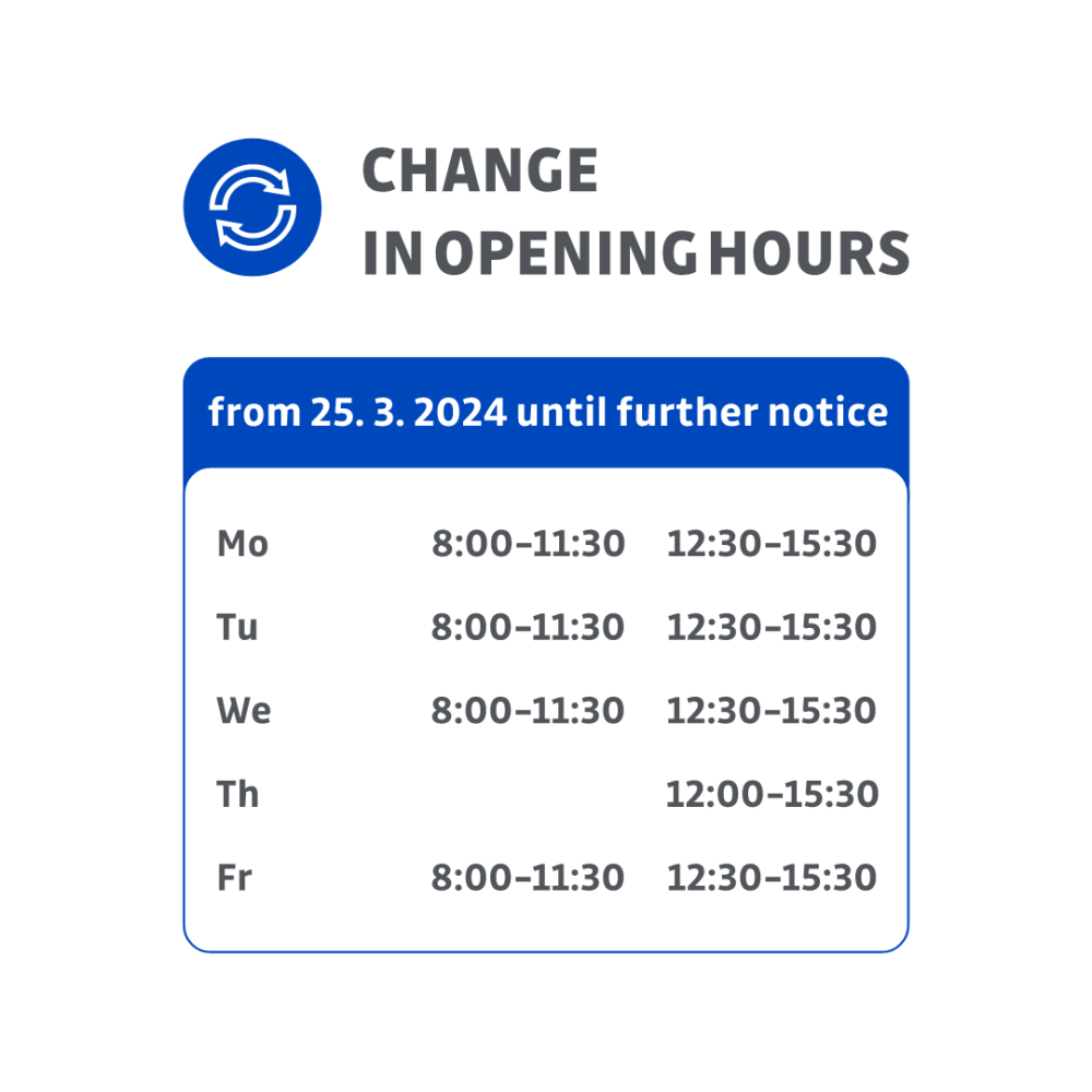 Change in Opening Hours - VSB-TUO